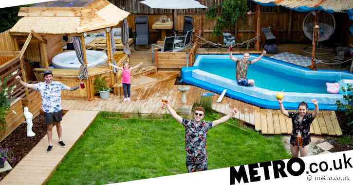 Man builds incredible Love Island style garden with a swimming pool ...