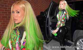 Iggy Azalea sizzles in latex pants and debuts neon green hair as she ...