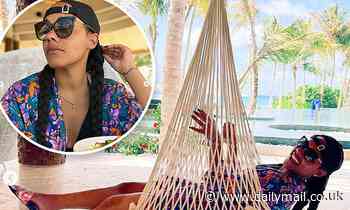 Alex Scott puts on a leggy display as bikini-clad star larks around in ...